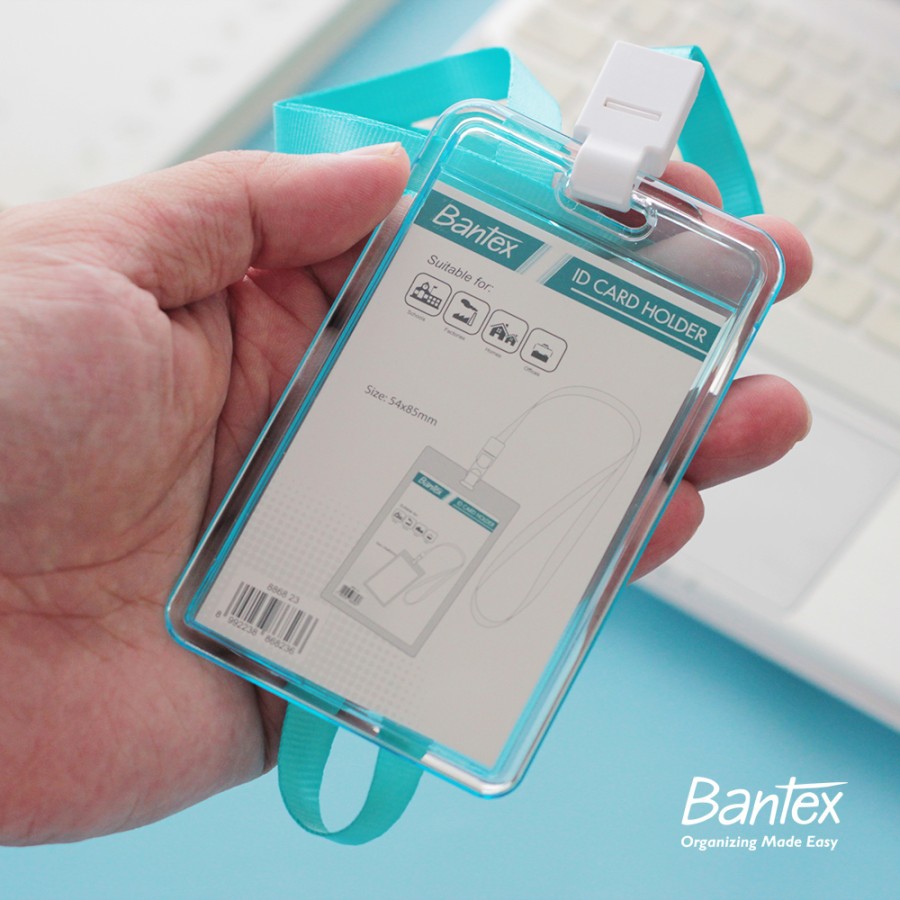 Jual Bantex Transparent ID Card Holder Lanyard Potrait Sky Blue ...
