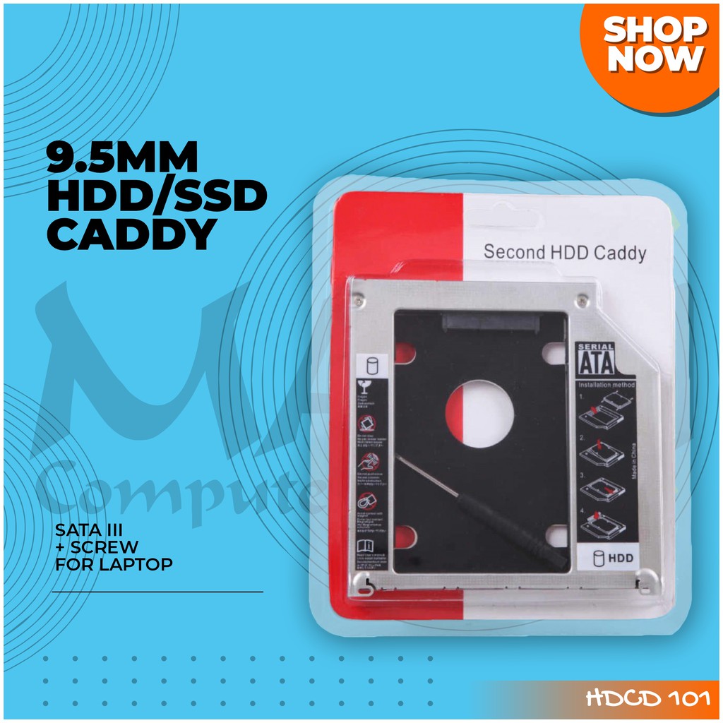 Jual Universal 2.5 inch HDD Caddy 9.5mm SATA to SATA HDD SSD Mount ...