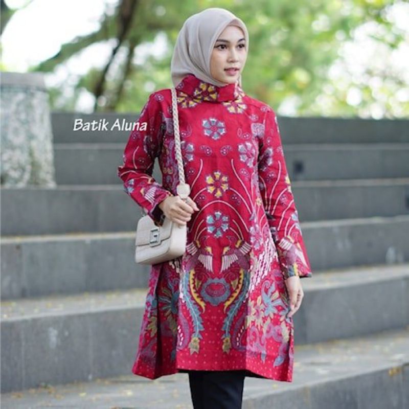 Jual Batik Wanita Lengan Panjan tunik blouse tradisional cewek seragam ...