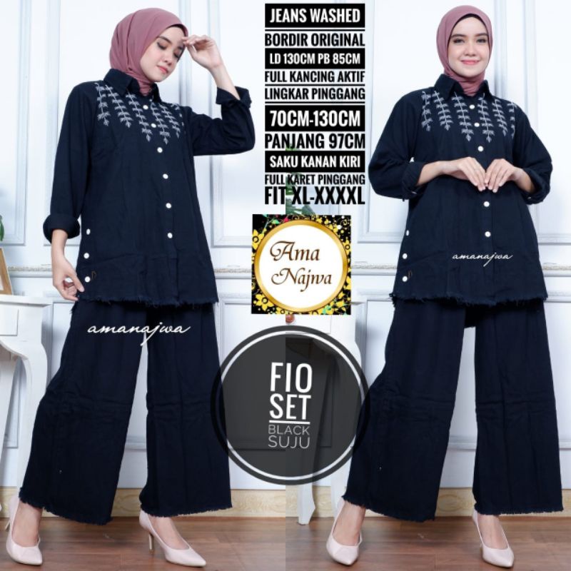 Jual FIO SET DARK JEANS ORIGINAL BY AMA NAJWA (100% ORI BERLABEL AMA ...