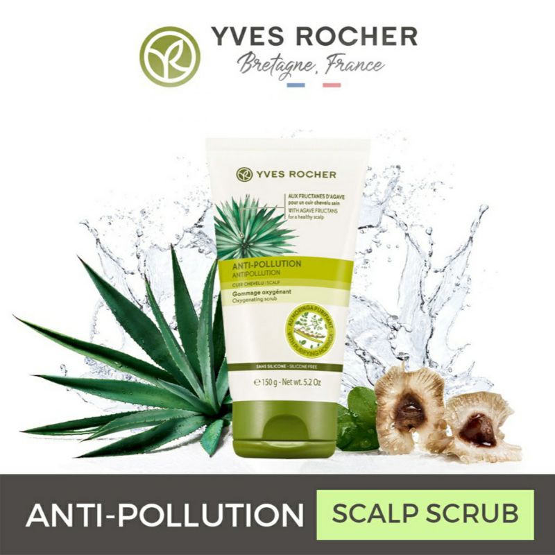 Jual yves rocher anti pollution scalp scrub pre shampoo 150ml | Shopee ...