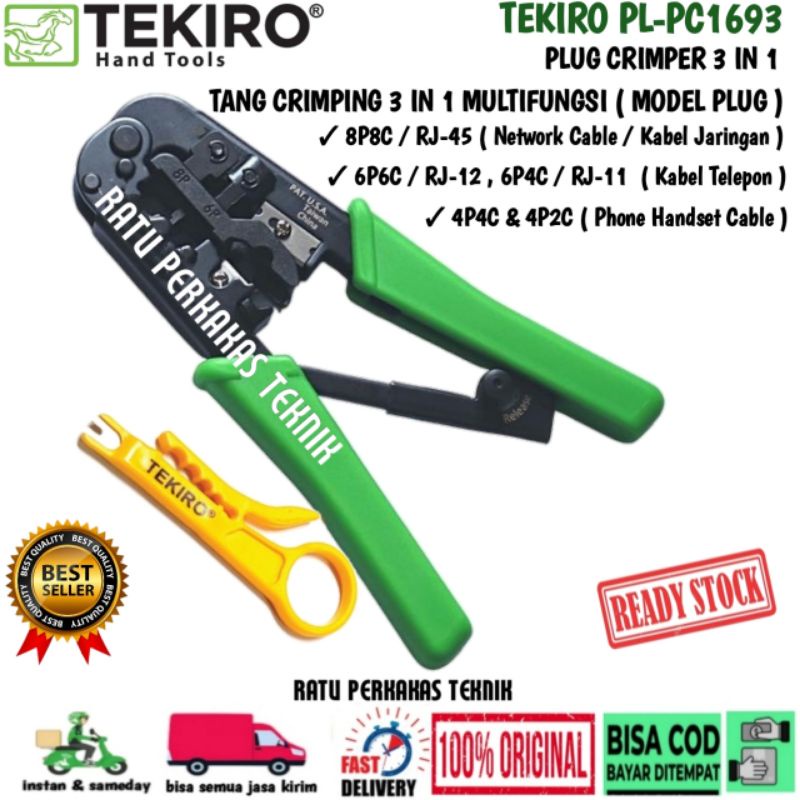 Jual TEKIRO TANG CRIMPING KUPAS KABEL 3 IN 1 / TANG KRIMPING RJ45 RJ12 ...