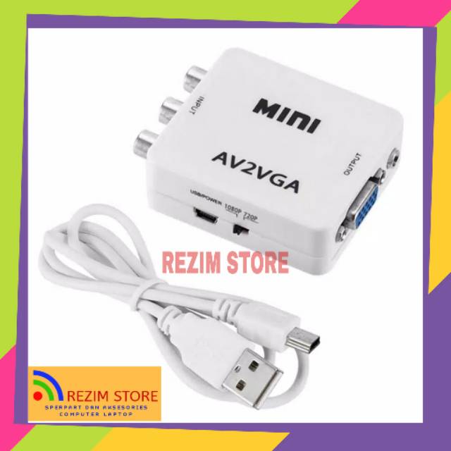 Jual Adapter Converter Mini HD av2vga AV RCA CVBS to VGA Video HDTV ...