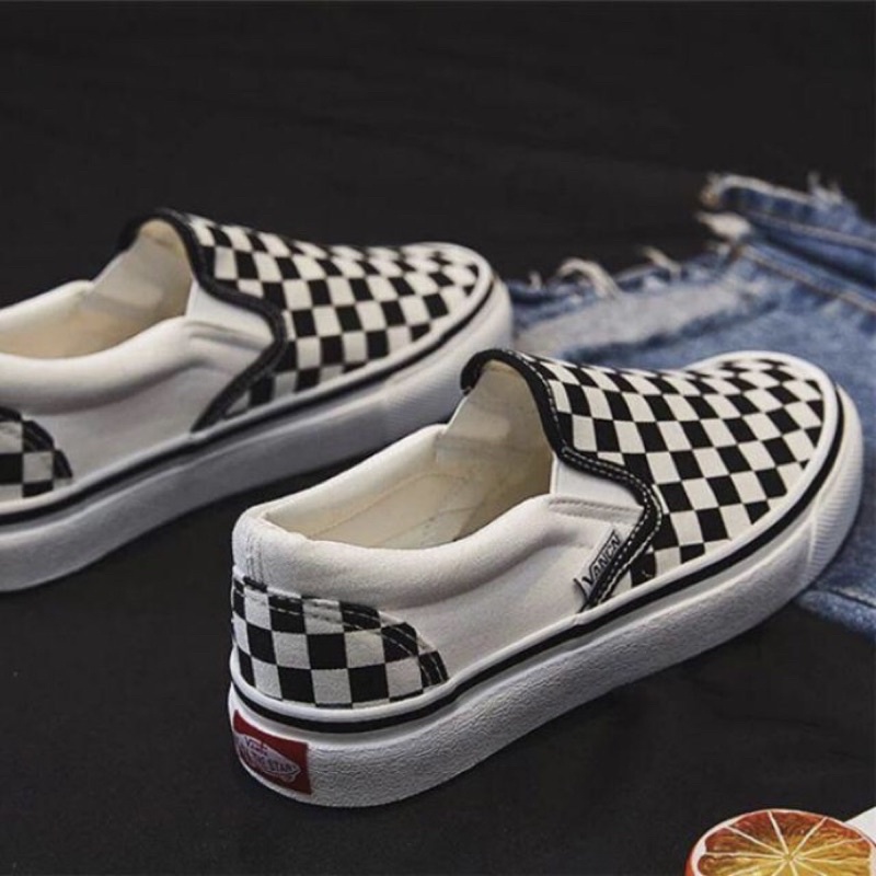 Jual VANS SLIP ON OG CHECKERBOARD CLASSIC BLACK WHITE WAFFLE CATUR ...