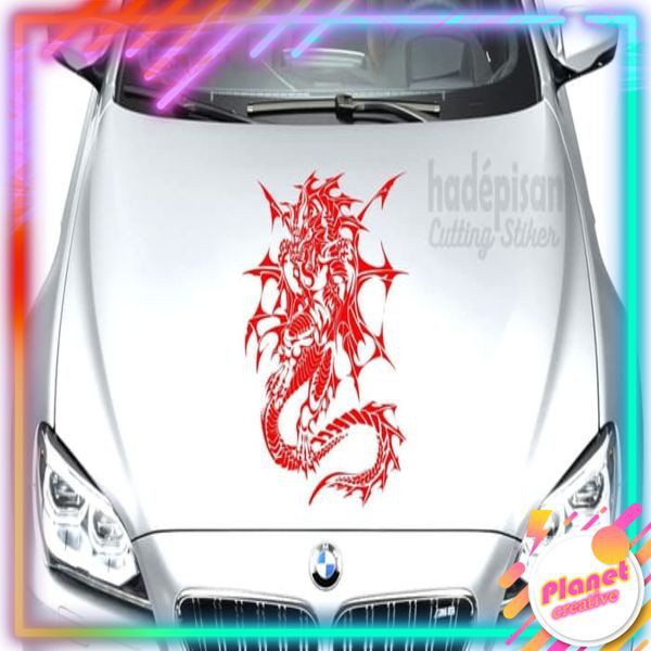Jual Stiker Mobil Cutting Sticker Kap Mobil Naga Dragon Tribal Hood ...