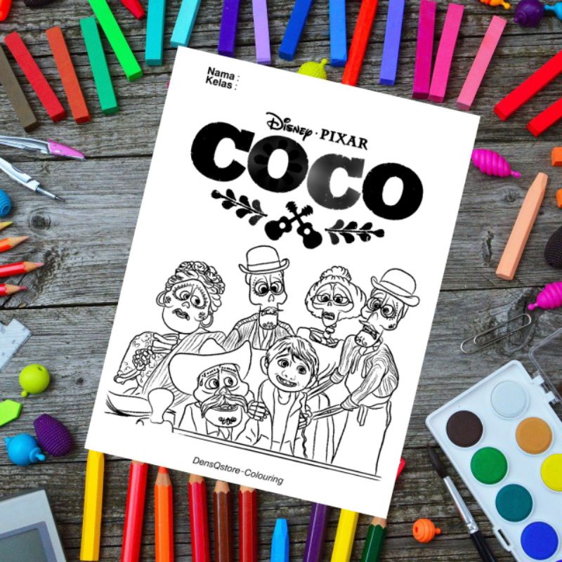 Jual Kertas Mewarnai Anak Tema Coco / Kertas Gambar (10 Lembar Gambar ...
