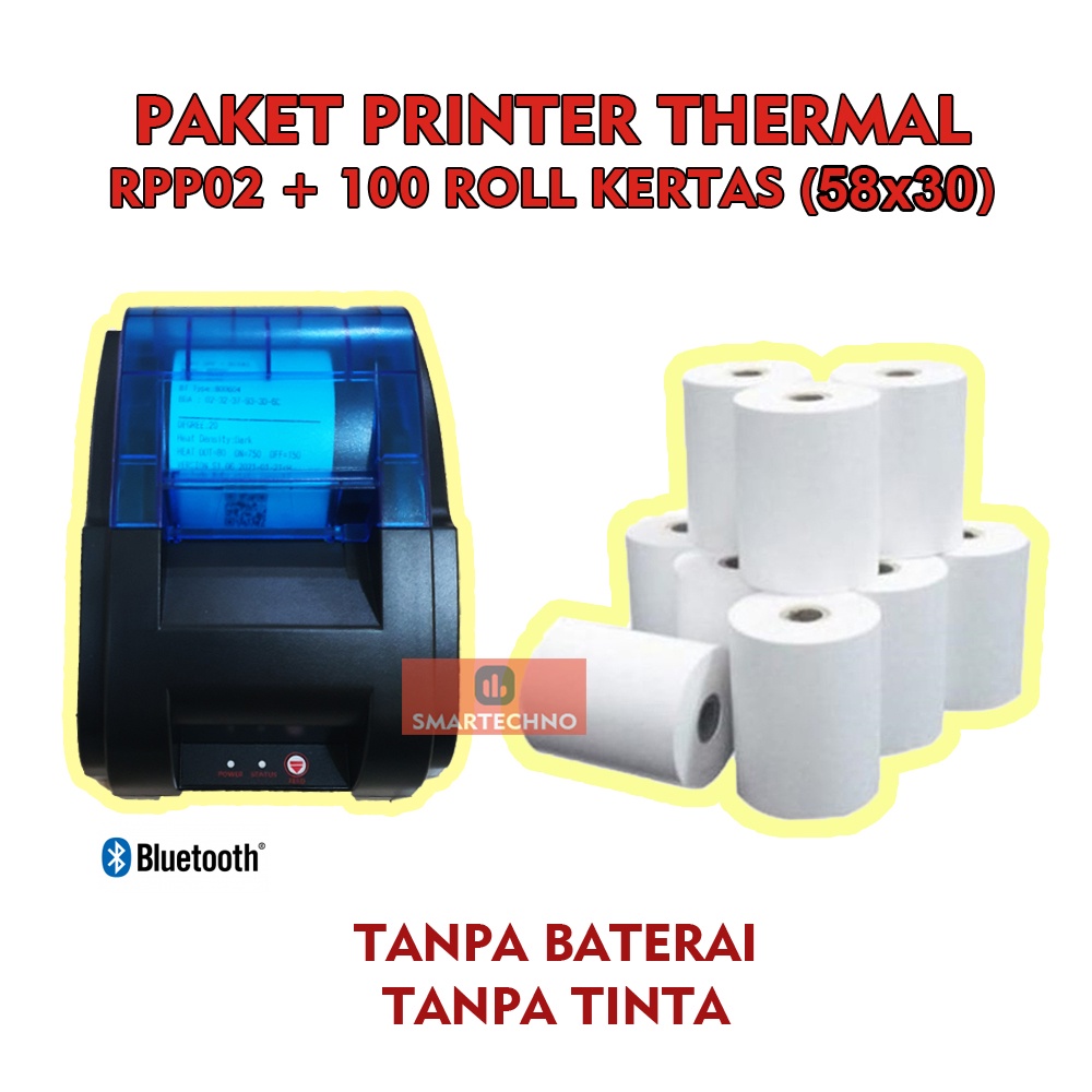 Jual Paket Printer Thermal Bluetooth RPP02 + 100 Roll Kertas | Shopee Indonesia