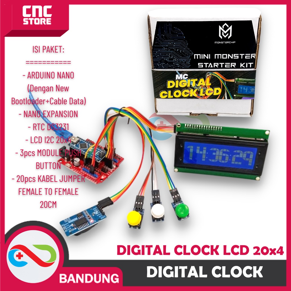 Jual KIT DIGITAL CLOCK LCD I2C JAM DIGITAL ARDUINO PAKET LENGKAP ...