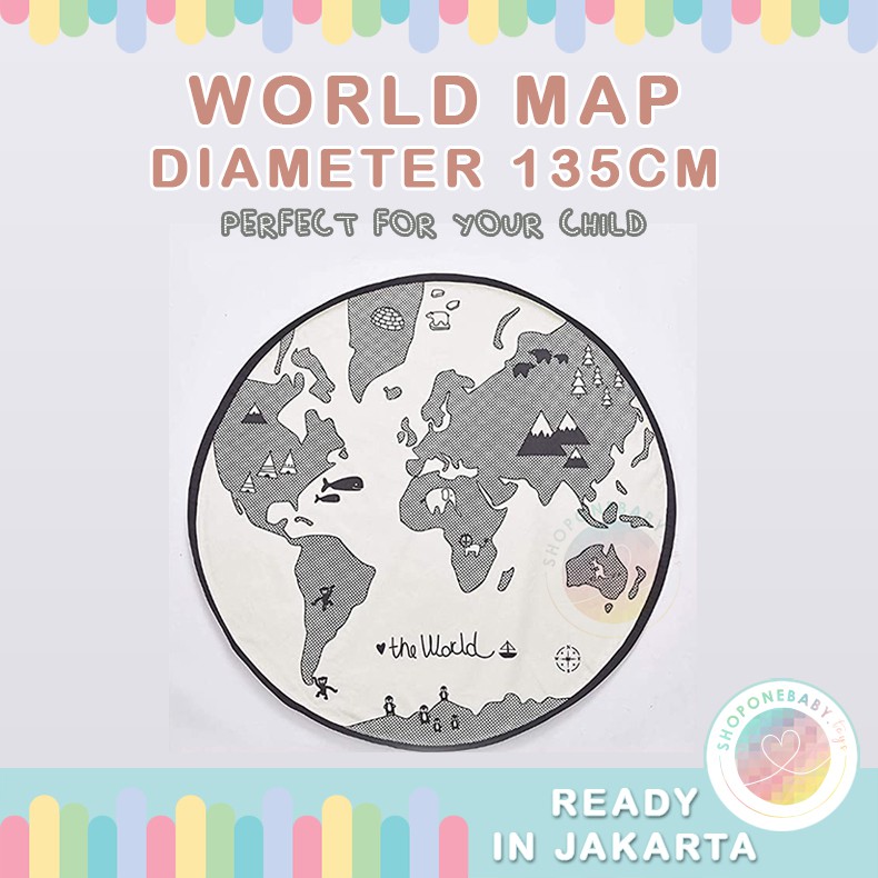 Jual JKT World Map Carpet Rug Playmat Karpet Peta Dunia Anak Keset ...
