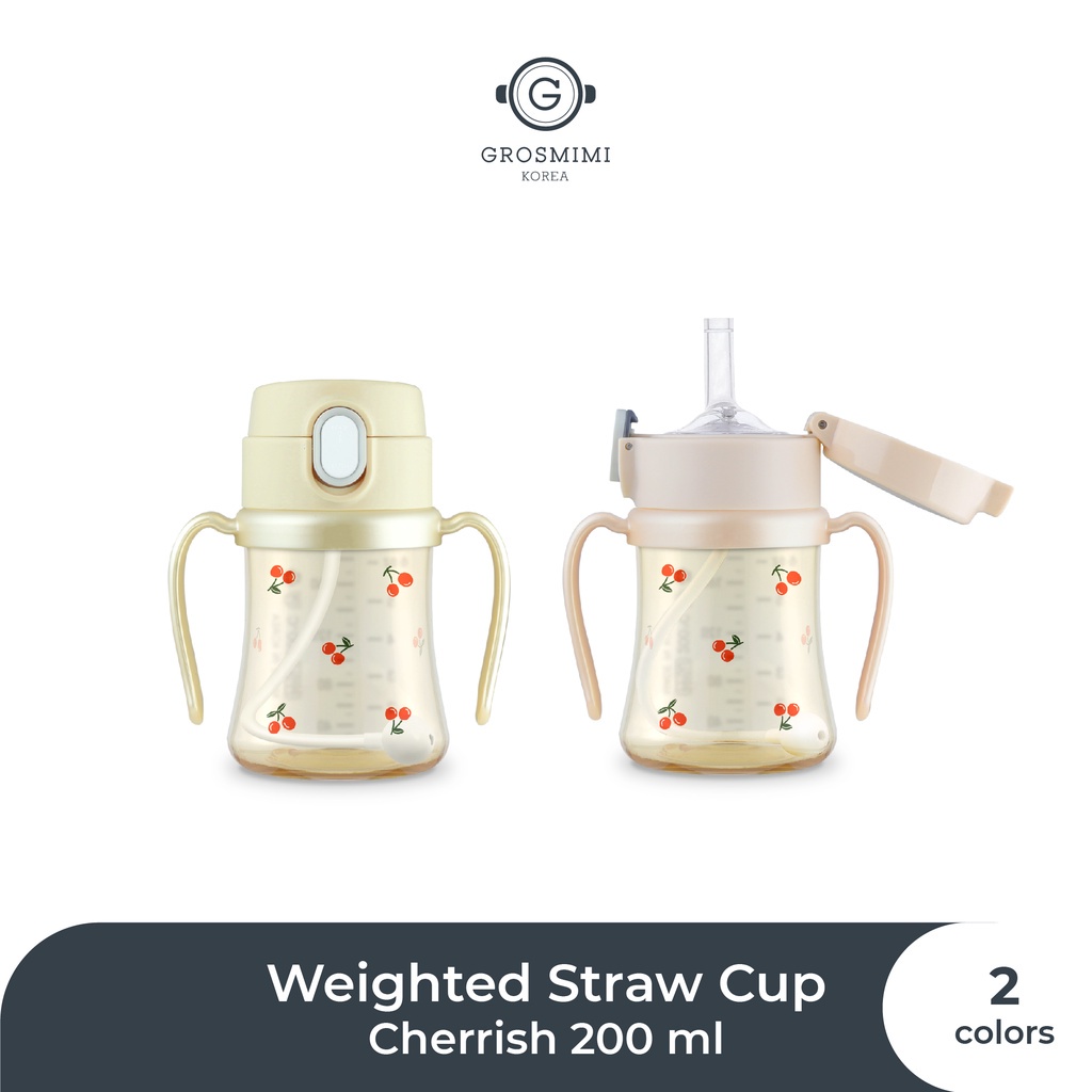 Jual Grosmimi PPSU Cherrish Weighed Straw Cup 200ml | Shopee Indonesia