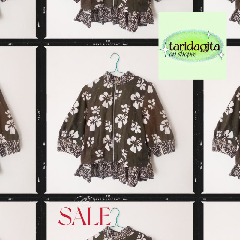 Jual JAKET BATIK FLORA BUNGA HIJAU ARMY LUMUT BOMBER ZIPPER PUFF SLEEVE ...