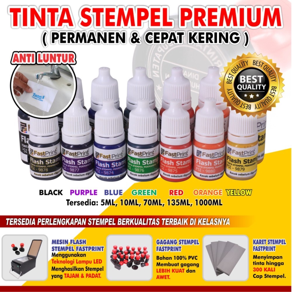 Jual MURAH!!! Tinta Stempel Flash 5 ml Refill Tinta Super Quality Warna Biru, Hitam, Hijau ...