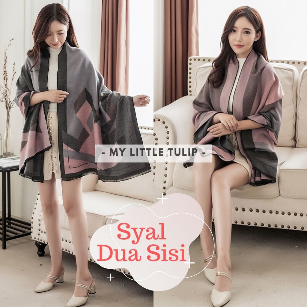 Jual Scarf Bolak Balik Dua Sisi / Syal Lebar Besar Hangat / Syal Bulu ...