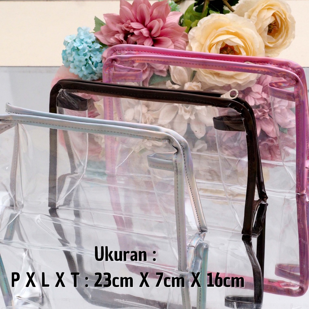 Jual Dompet Kosmetik Mika Oval Serbaguna Tas Transparan Warna Tempat ...