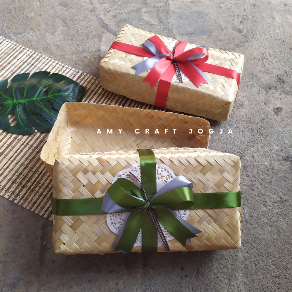 Jual Besek Persegi Panjang Ukuran 30 x 15 cm Natural Hias Pita Besek ...