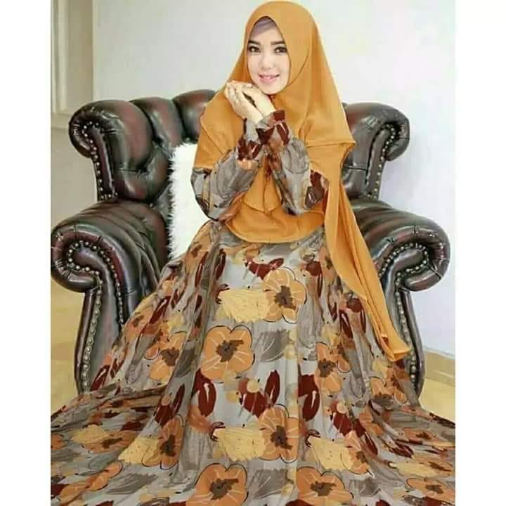 Jual syari monalisa busui gamis maxi monalisa aufa bata | Shopee Indonesia