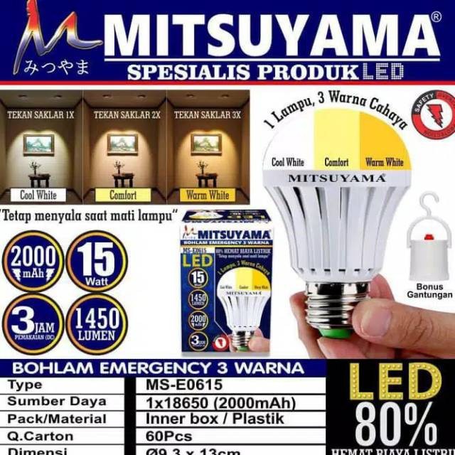 Jual Lampu Emergency 3 Warna Mitsumaya 15W MS-E0615 | Shopee Indonesia