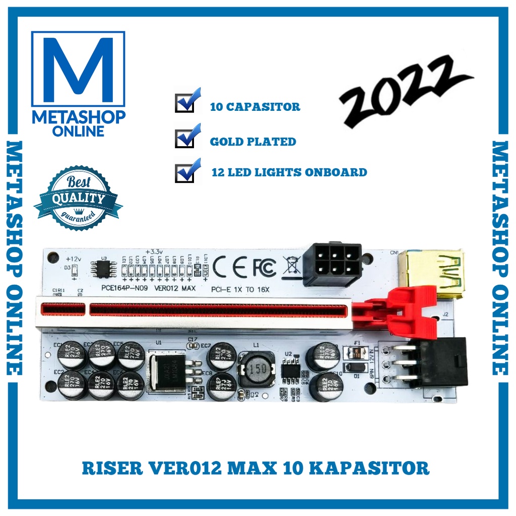 Jual 2022 PCIE RISER VGA VER012 MAX Gold Plated VER 012 10 CAPASITOR ...