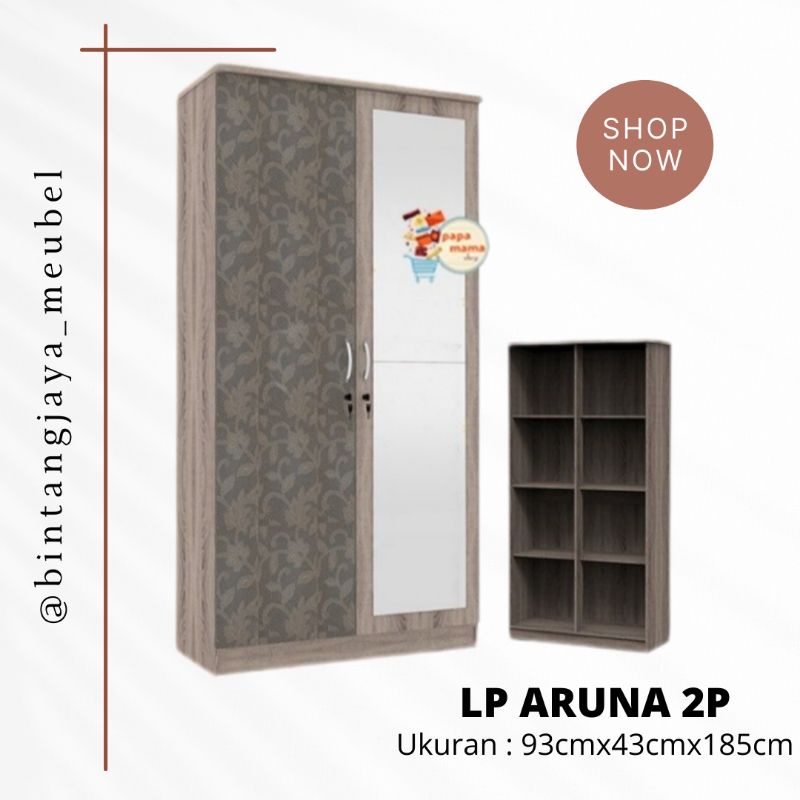 Jual Lemari Pakaian 2 Pintu Full Rak kaca panjang - Lemari Baju 2 Pintu ...