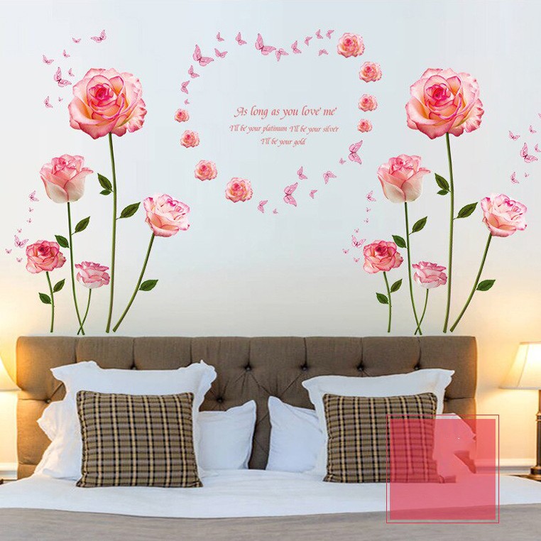 Jual Evaluvgreen Wallsticker Bunga Pink As Long Ukuran XL Stiker ...