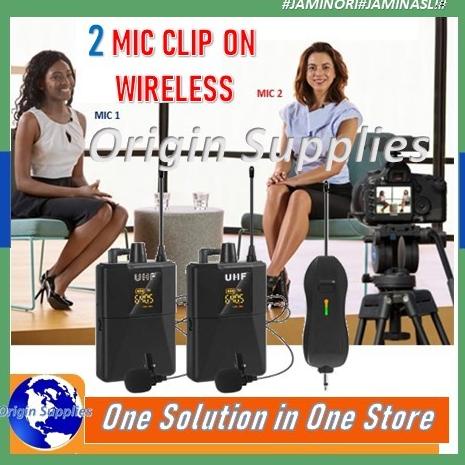 Jual Microphone Mic DUAL Clip On Wireless UHF Zoom Live Vlogger HP DSLR ...