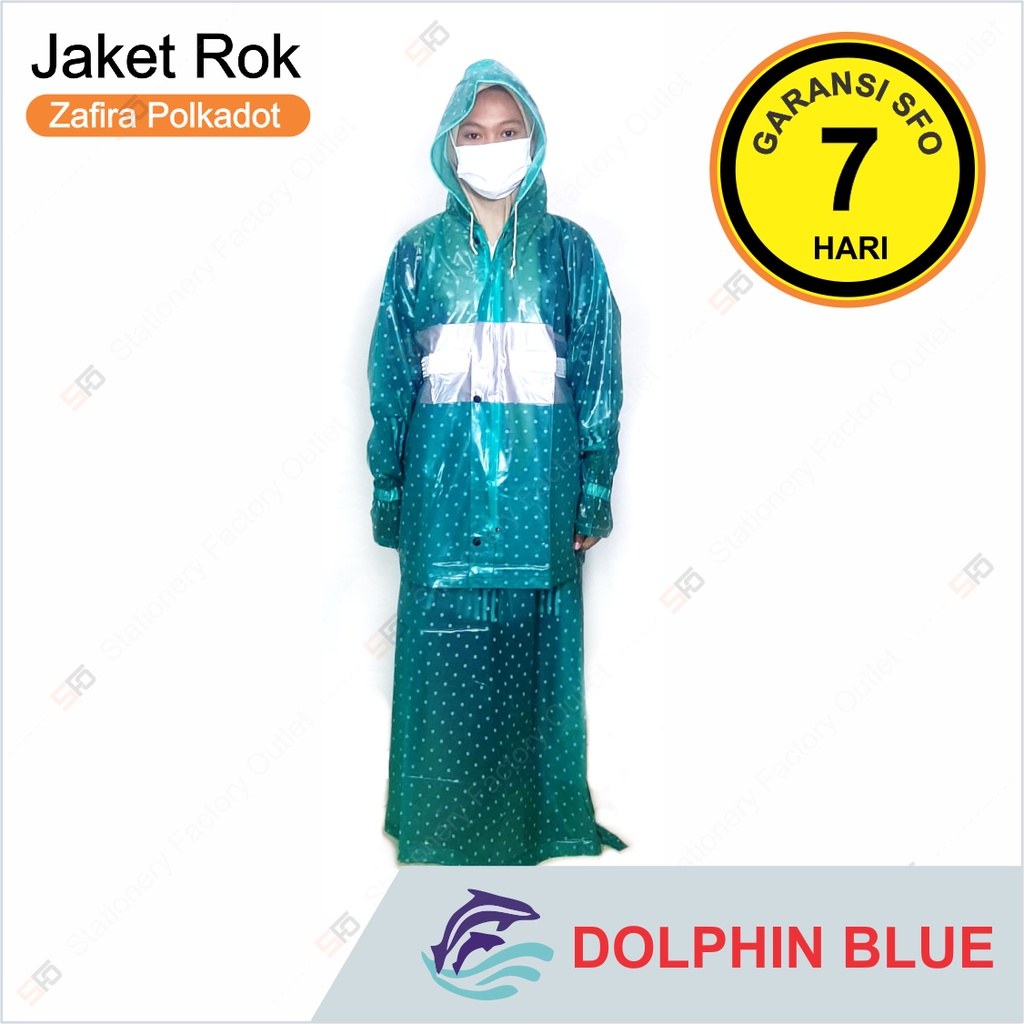 Jual Jas Hujan Rok Dewasa Dolphin Blue 982 - Jaket Zafira Polkadot ...