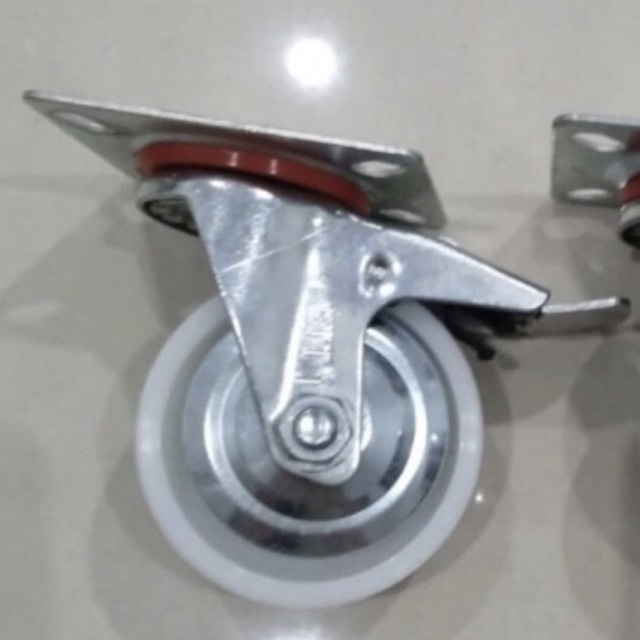 Jual roda nylon putih rem 4" pakai rem brake roda nilon 4"inchi roda ...