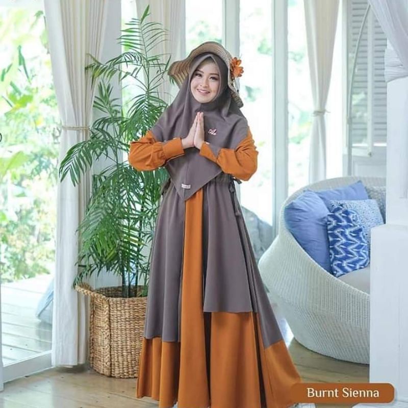 Jual Arumi Dress Set Khimar By Aden Gamis Branded Outer 2 Layer Busui ...