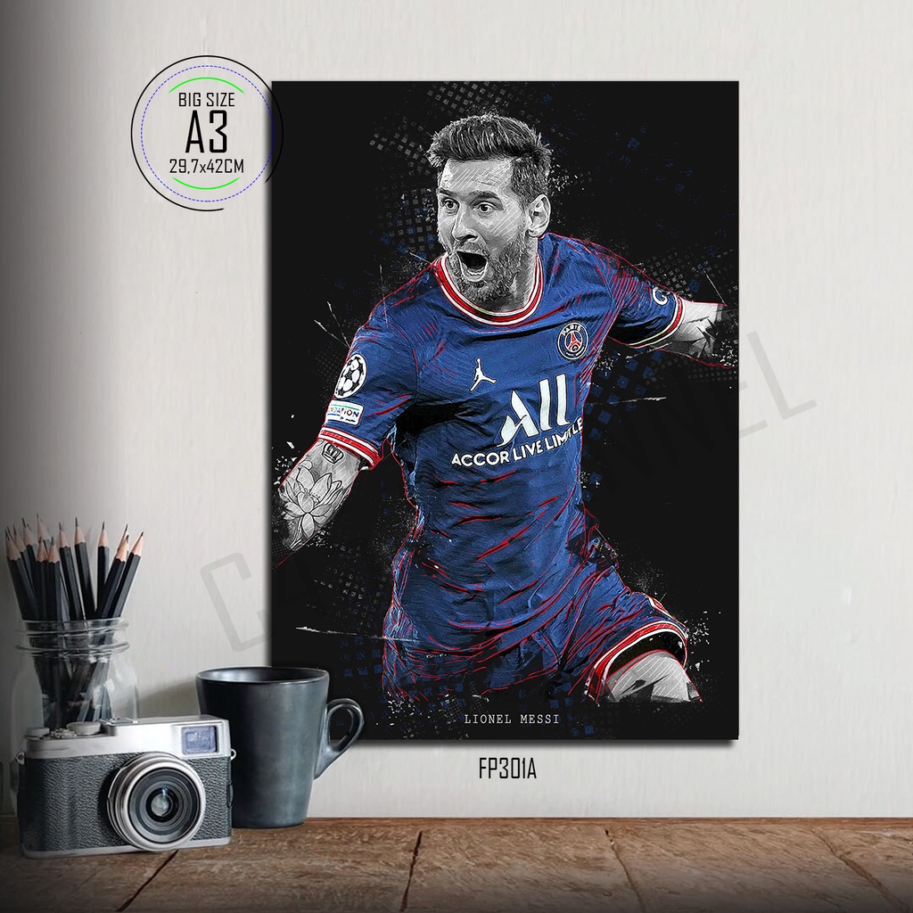 Jual Poster Kayu LIONEL MESSI Hiasan Dinding Bahan MDF Ukuran Besar A3 ...