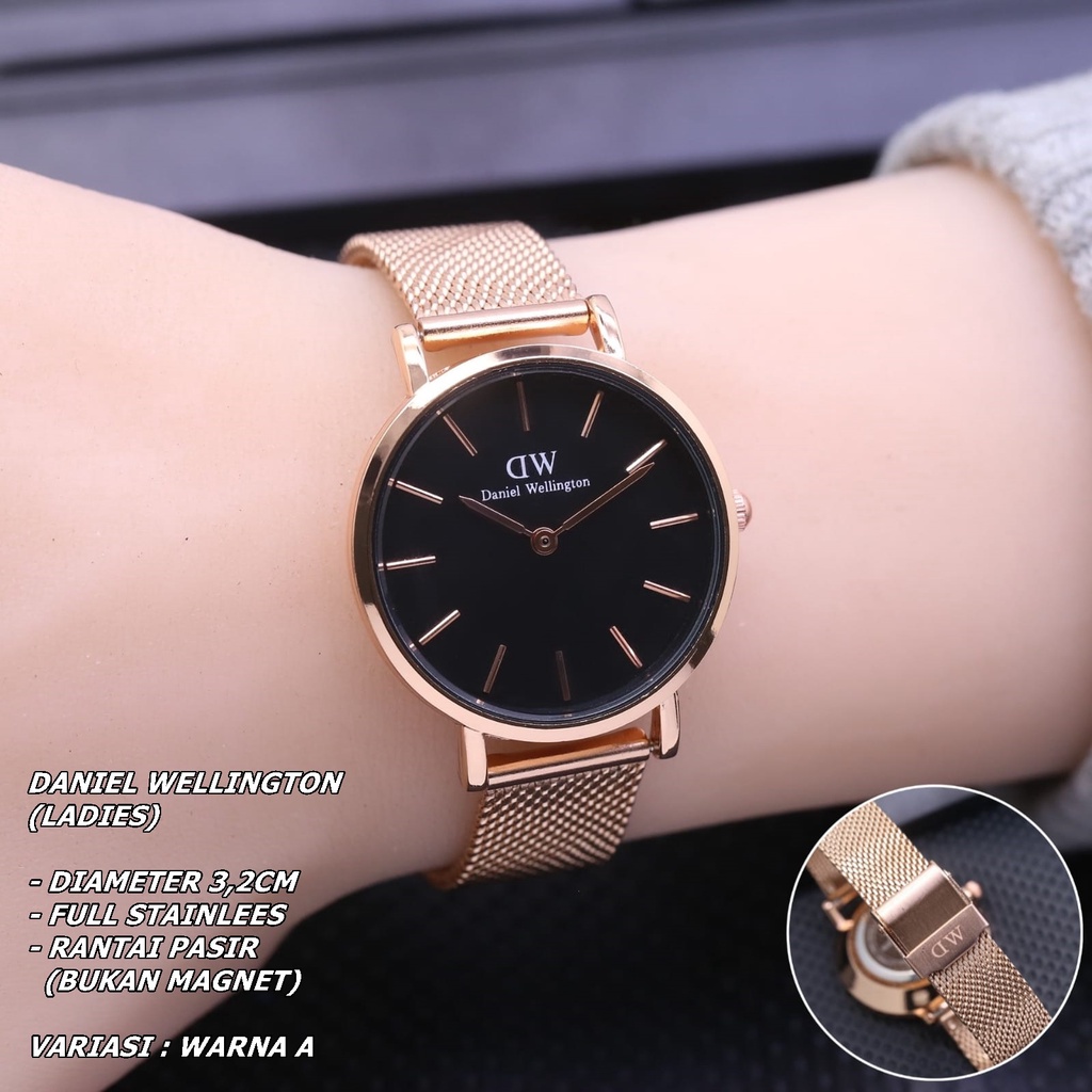 Jual JAM TANGAN WANITA WD RANTAI PASIR BODY BULAT BALOK POLOS | Shopee ...