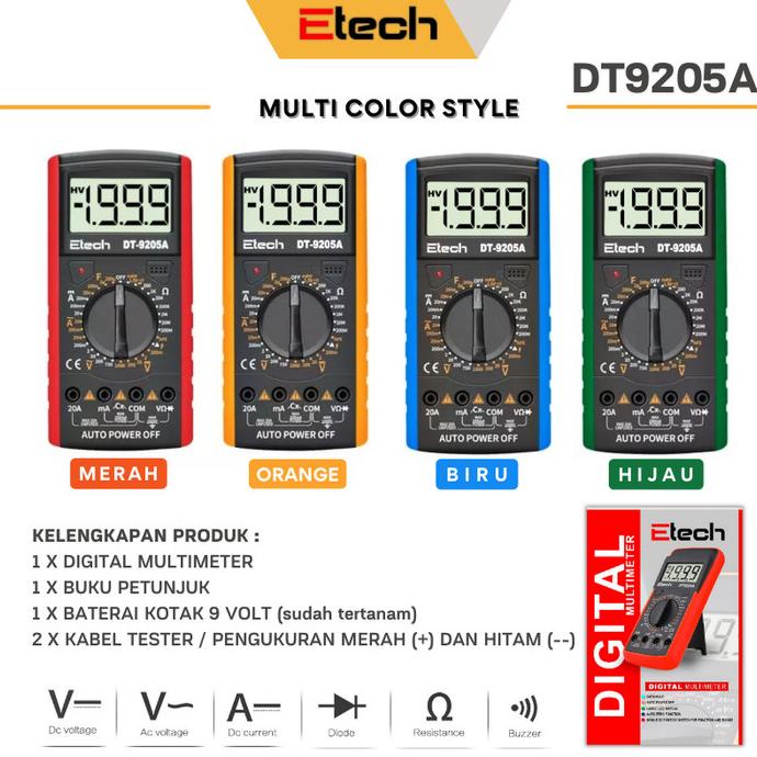 Jual DT9205A Digital Multitester Avometer DT-9205A Multi Tester Layar ...