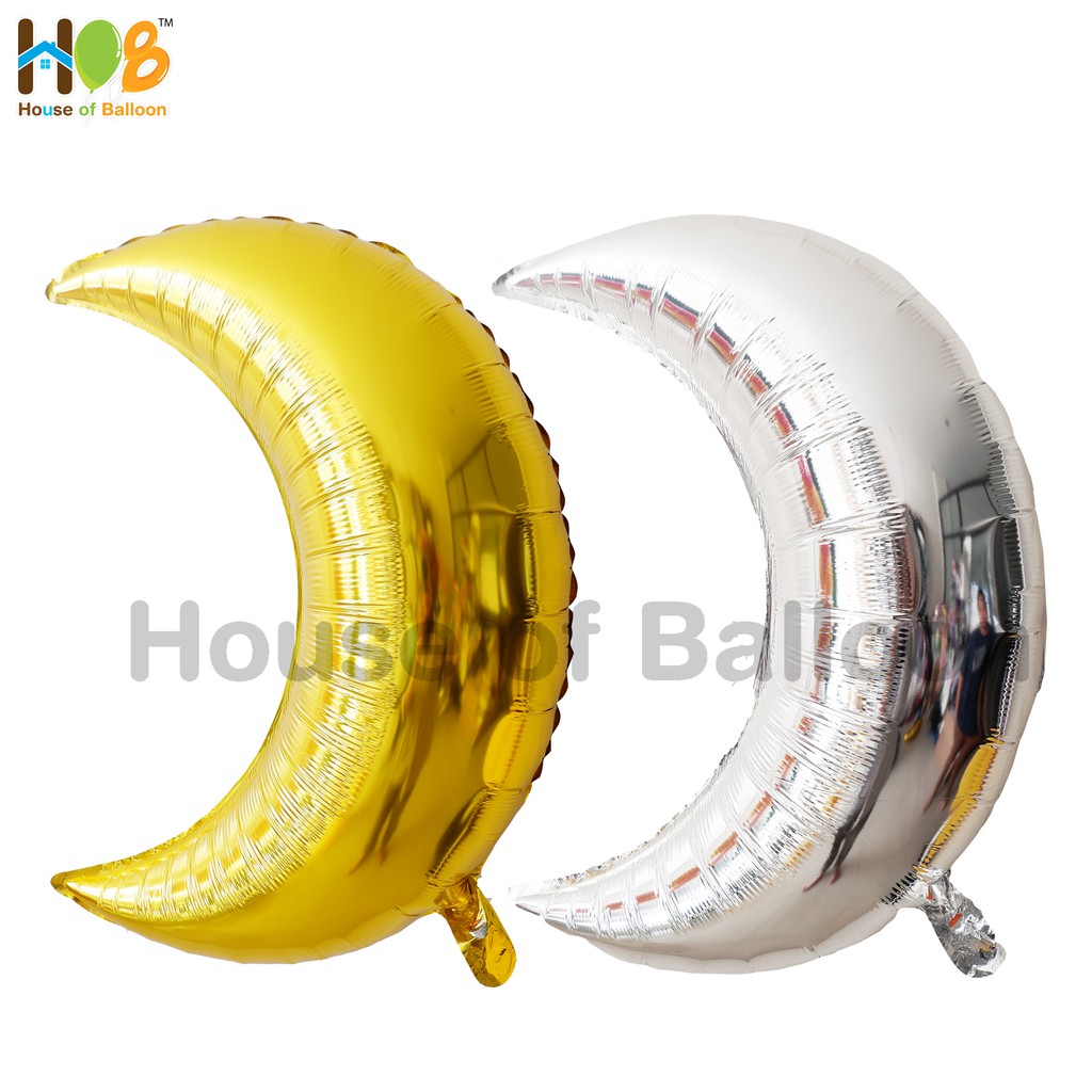 Jual Balon Foil Bulan Sabit Jumbo Silver Gold Cresent Moon Balloon ...