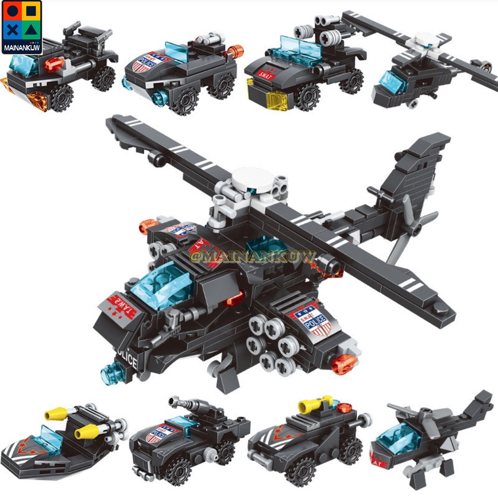 Jual Mainan Model 8 in 1 SWAT Edukasi Bricks Mini Figure Squad PESAWAT ...