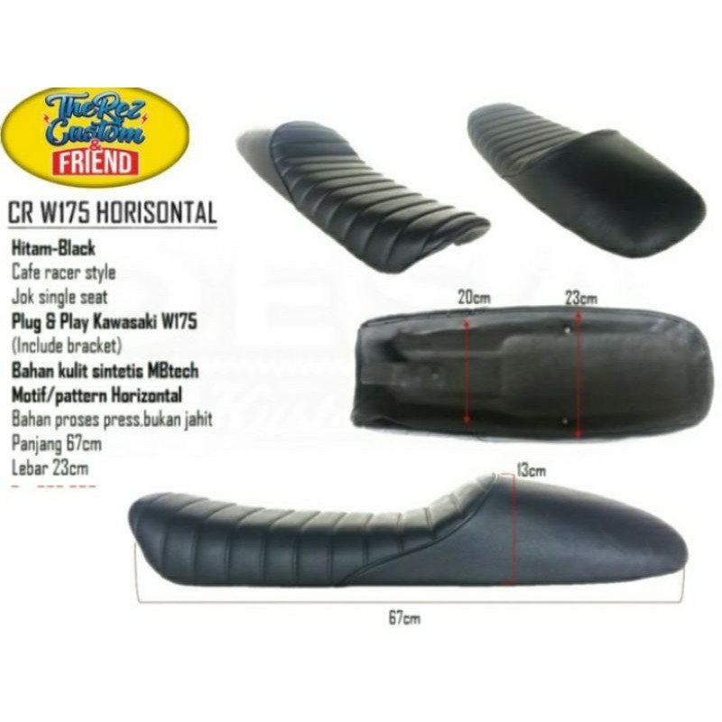Jual jok motor cafe racer CR W175 horizontal hitam | Shopee Indonesia