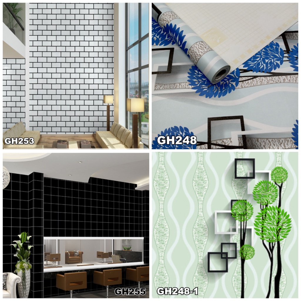 Jual Wallpaper Dinding Kamar Elegant Wallstiker Kotak kotak Stiker Dinding 45 cm x 8 meter ...