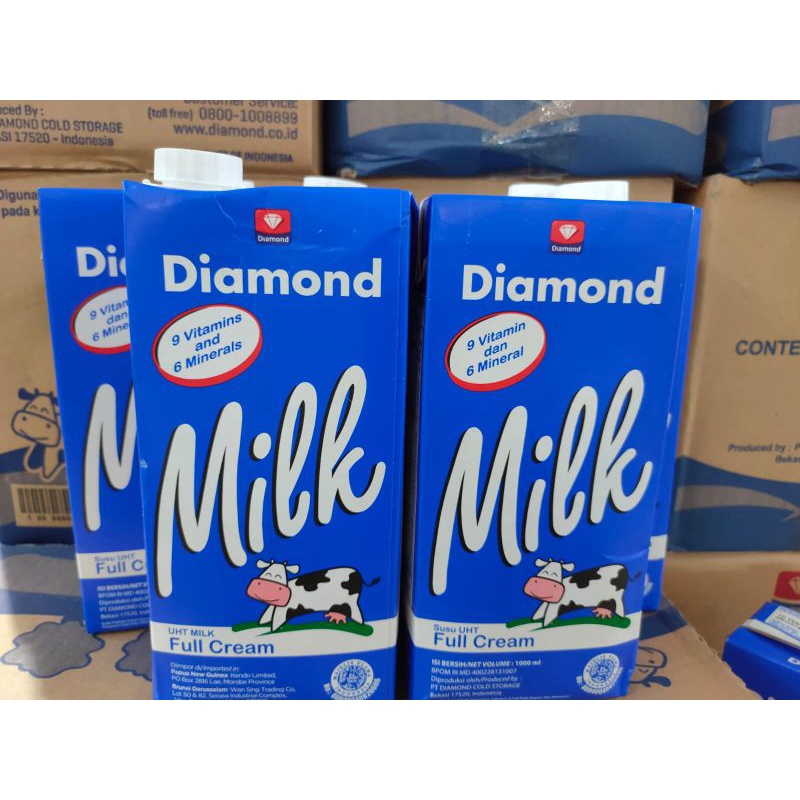 Jual DIAMOND MILK SUSU UHT FULL CREAM KARTON 1 LITER X 12 | Shopee Indonesia