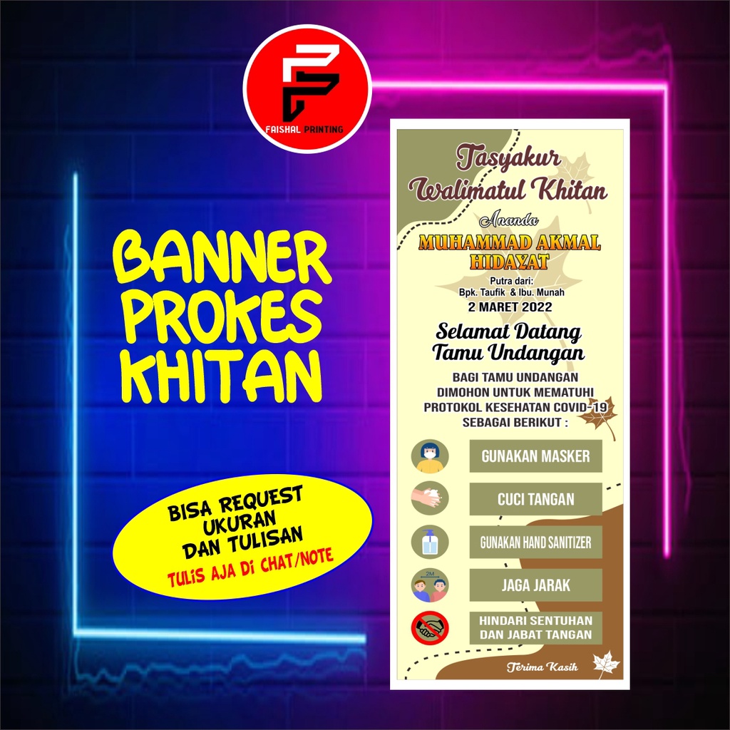 Jual Banner Prokes Khitanan / Spanduk Prokes Syukuran / Banne Kustom ...