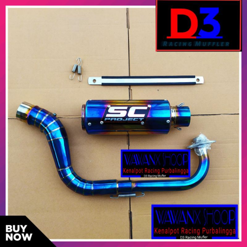 Jual Knalpot SC Project BLUE MOON , buat Vario, Aerox, Beat, N max, Mio ...