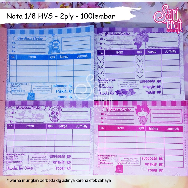 Jual Nota 2 Ply Mini 1 Per 8 HVS 100lembar Nota Rangkap Tanpa Karbon ...