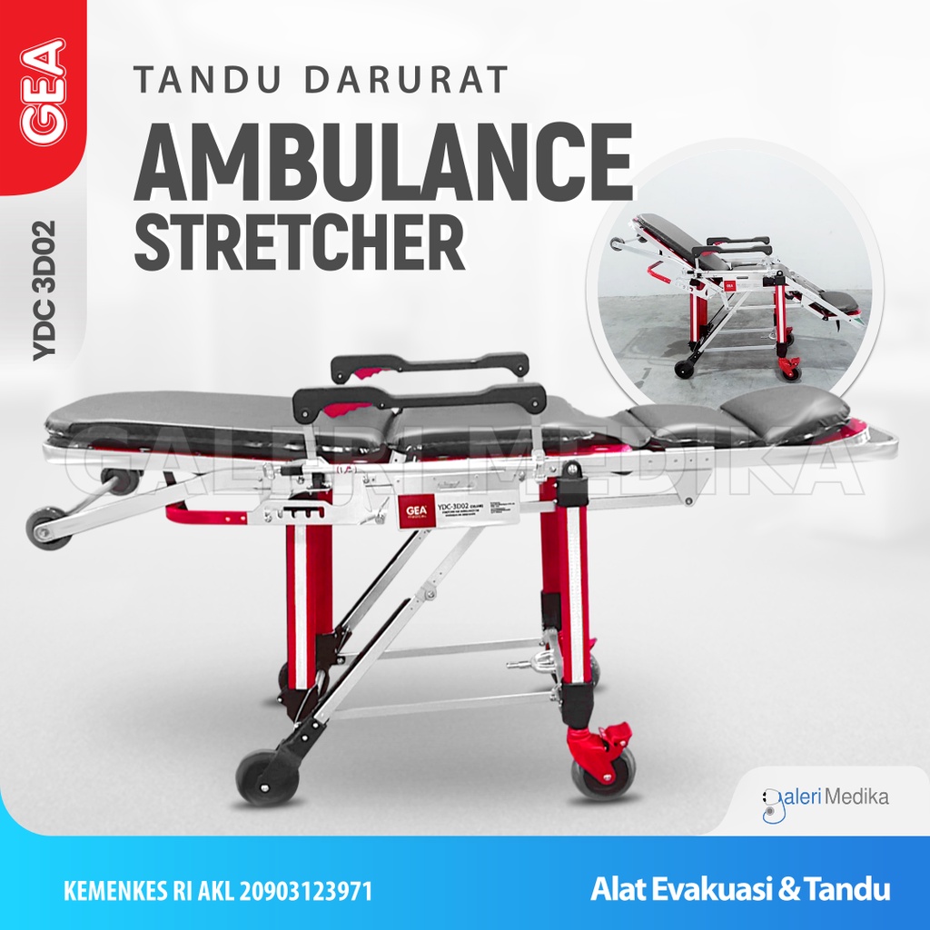 Jual Ambulance Stretcher GEA YDC-3D02 Deluxe Tandu Darurat - Brankar ...