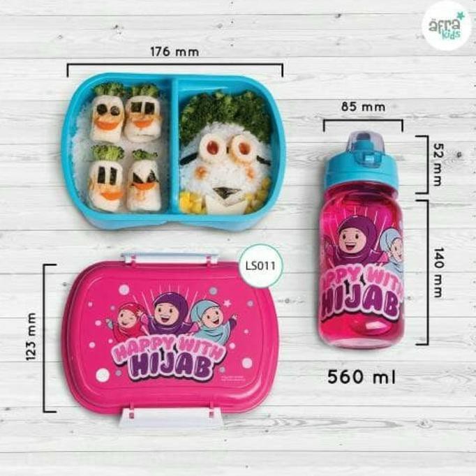 Jual LS011 LUNCH SET / TEMPAT MAKAN DAN MINUM Afrakids Happy With Hijab NEW | Shopee Indonesia