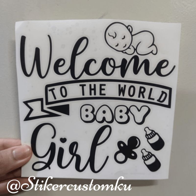 Jual Stiker Cutting Welcome to the world Baby Girl/Boy Stiker balon PVC ...