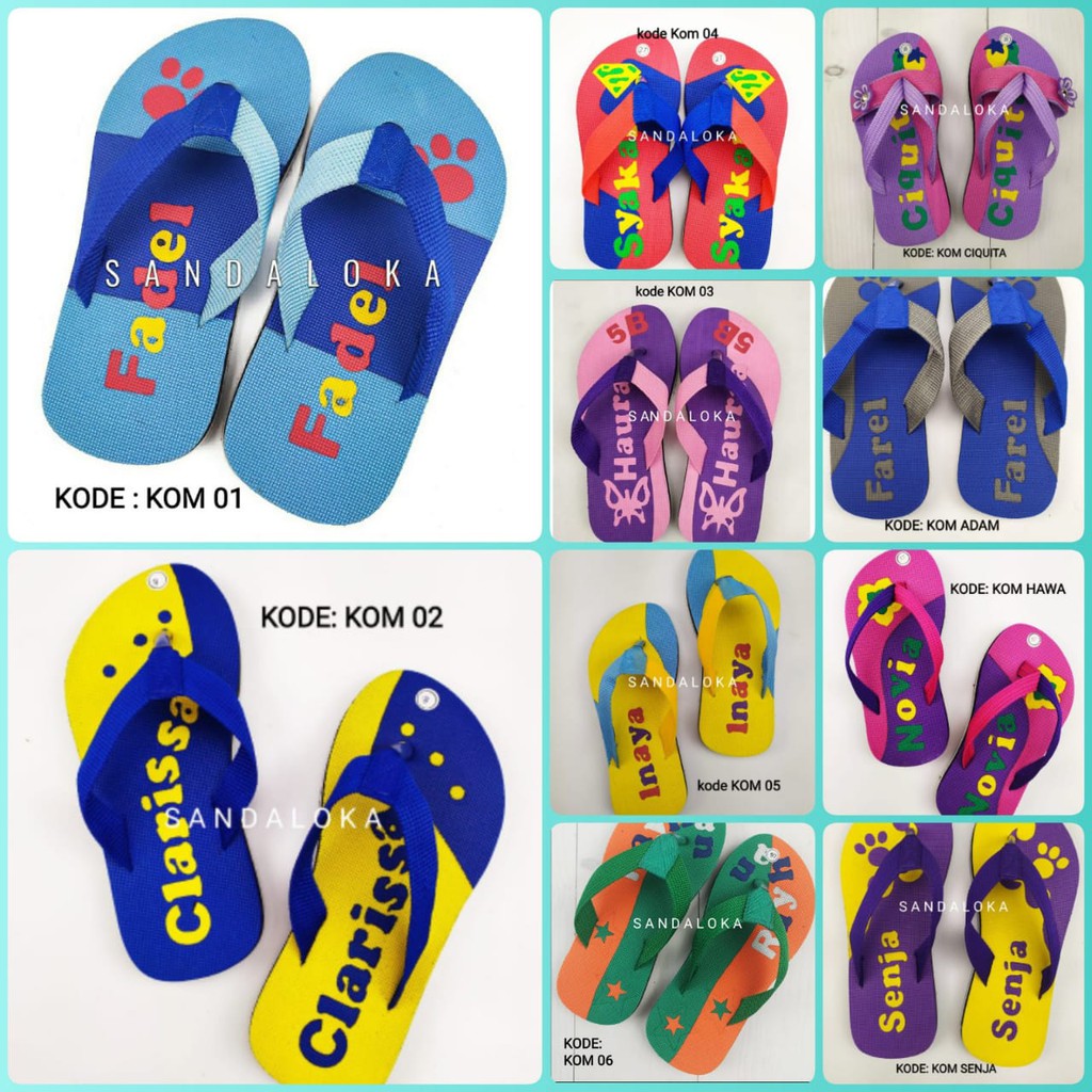 Jual [COD] Sandal Nama Gratis Pakai Nama | Sendal custom | Shopee Indonesia