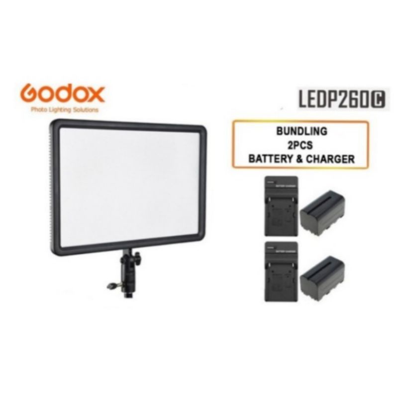 Jual GODOX LED P-260C continuous video light + 2aterai + 2charger ...