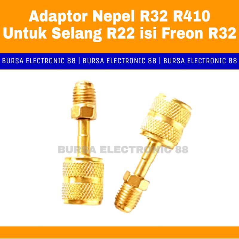 Jual Adaptor Nepel R32 R410 Untuk Selang R22 isi Freon R32 | Shopee ...