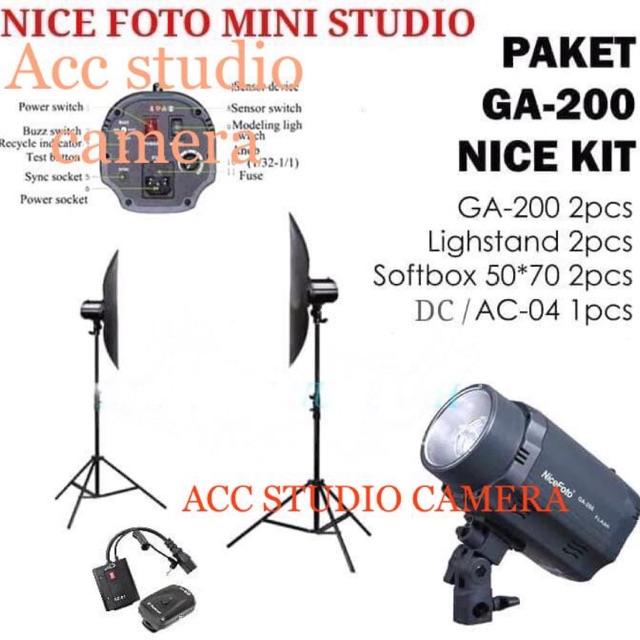 Jual Paket Studio nice foto GA200 Paket Lampu Studio | Shopee Indonesia