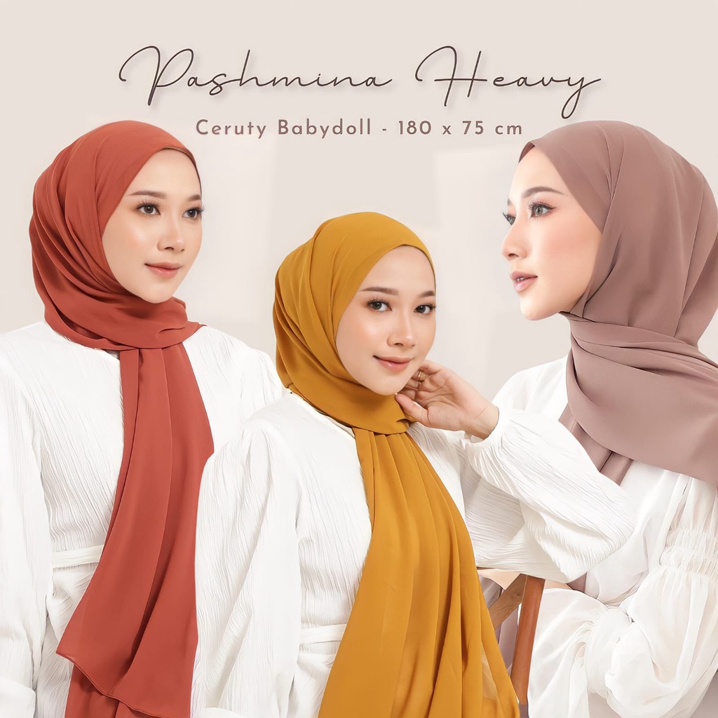 Jual Jilbab PASHMINA HEAVY CERUTY BABY DOLL PREMIUM 180 x 75 | PASMINA CERUTI | Shopee Indonesia