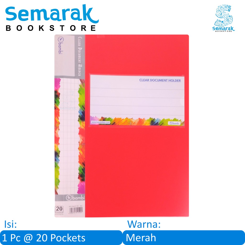 Jual Clear Document Holder Map Dokumen Bambi 4421 Folio 20 Pockets ...