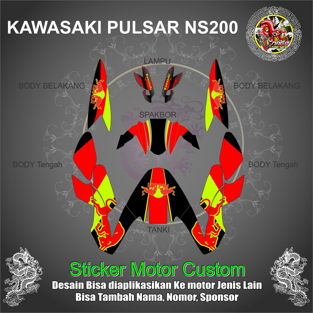 Jual DECAL STICKER FULL BODY KAWASAKI PULSAR NS200 REDBULL II | Shopee ...