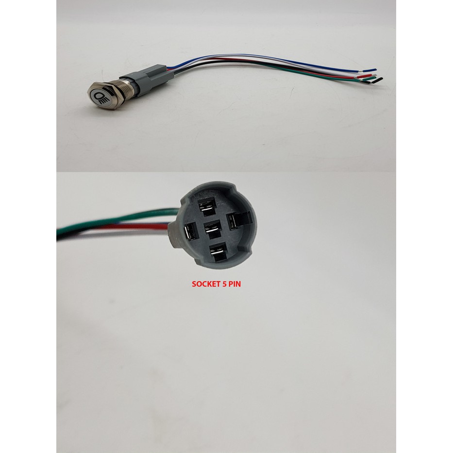 Jual Socket 5 Pin Push Button 16Mm Konektor Kabel Metal Switch ...